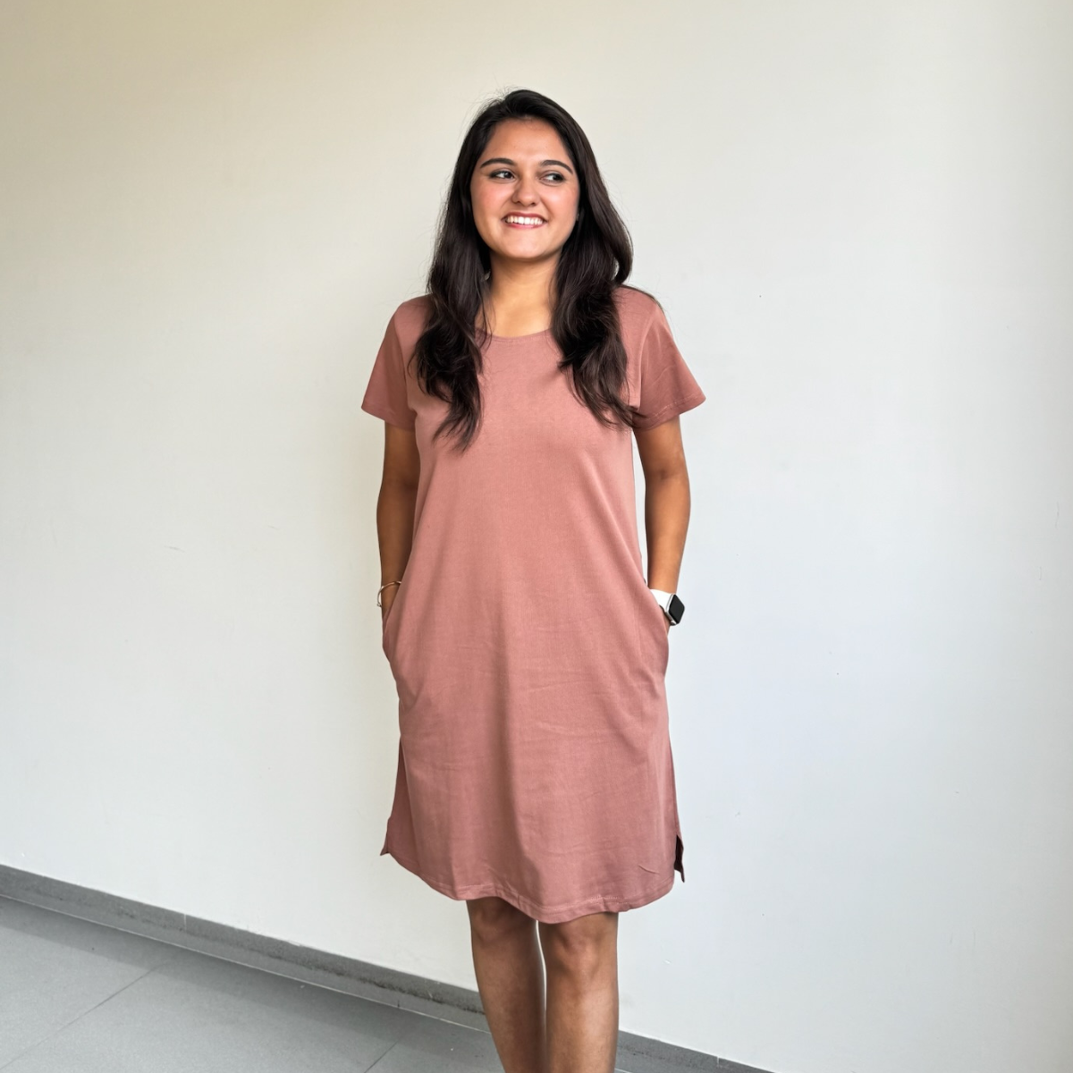 Mocha Mousse Tshirt Dress (Pantone Color of the Year 2025) – GlamZei