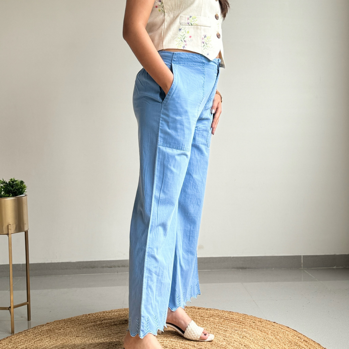 Buy Light Blue Wide Leg Pants | Comfortable & Trendy – GlamZei