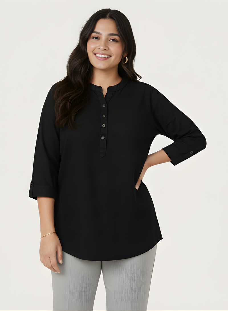Midnight Black Denim Tunic Top
