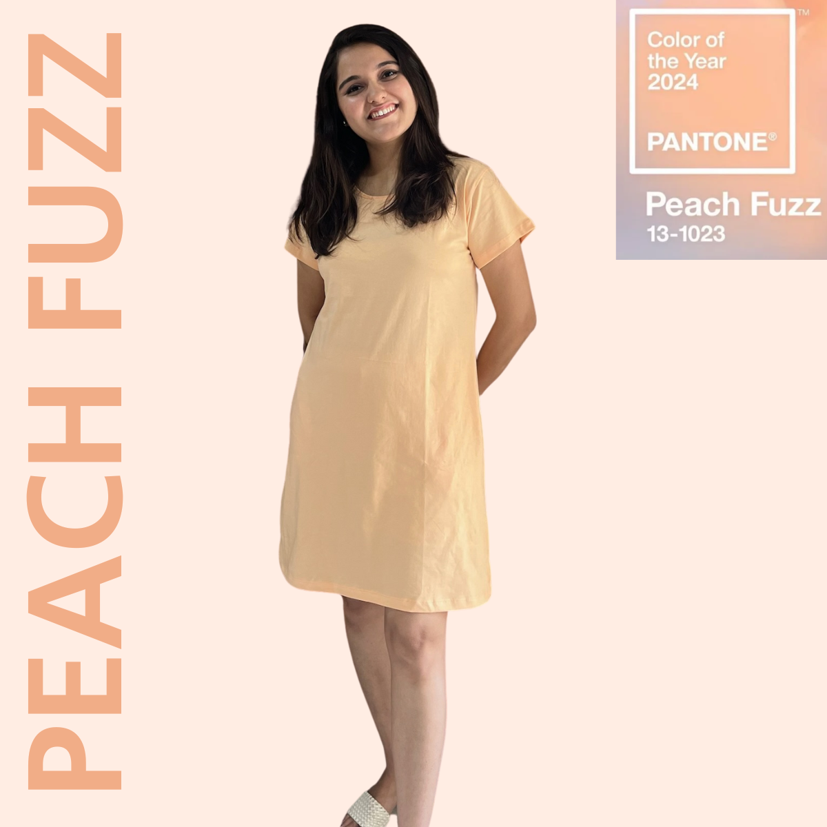 Peach Fuzz Tshirt Dress (Pantone Color of the Year 2024) – GlamZei