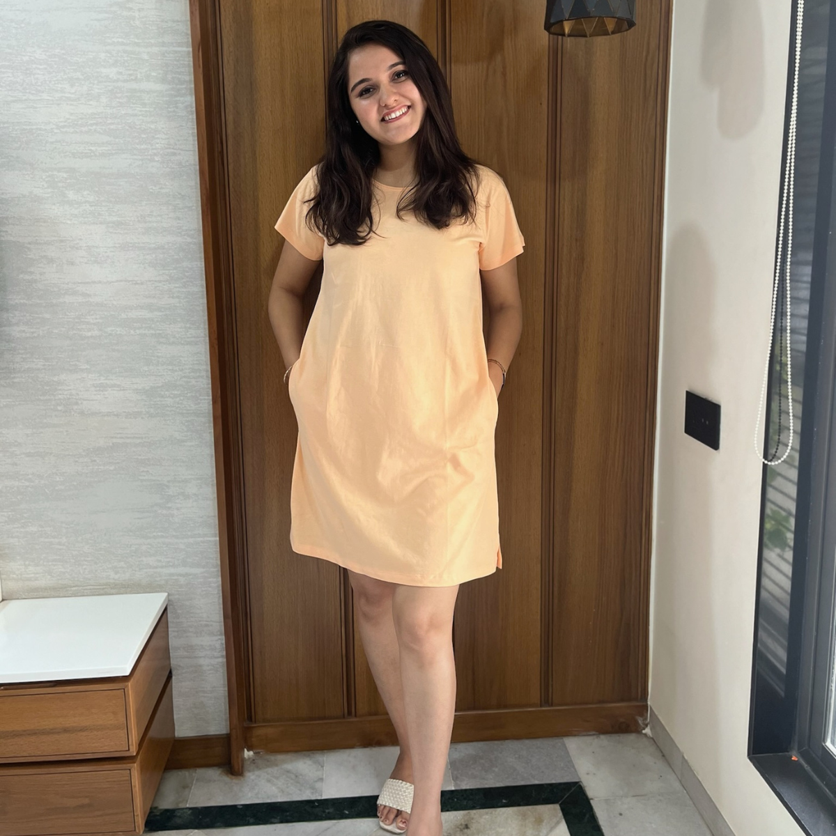 Peach Fuzz Tshirt Dress (Pantone Color of the Year 2024) – GlamZei