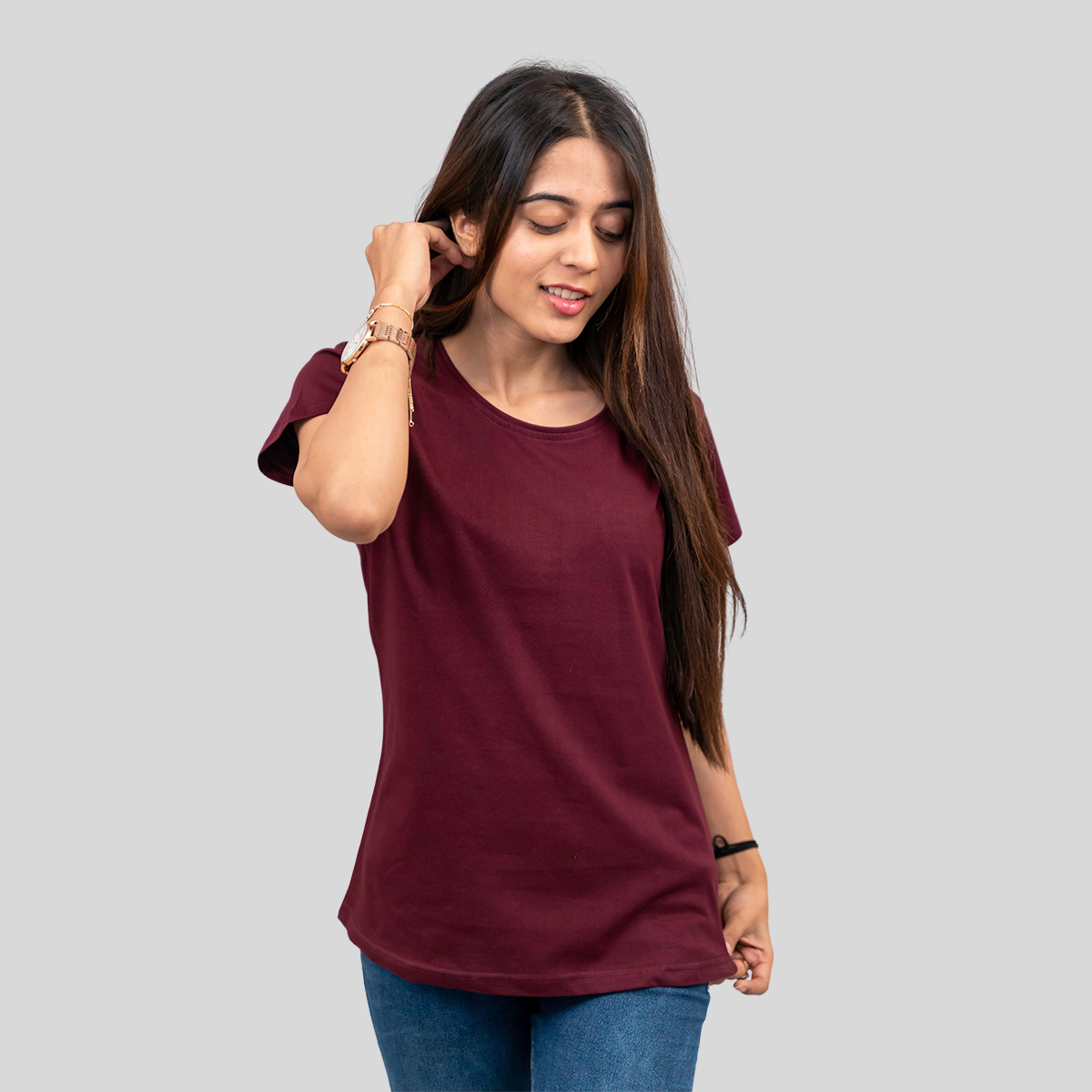 Round O Clock Burning Burgundy Tshirt for Women – GlamZei